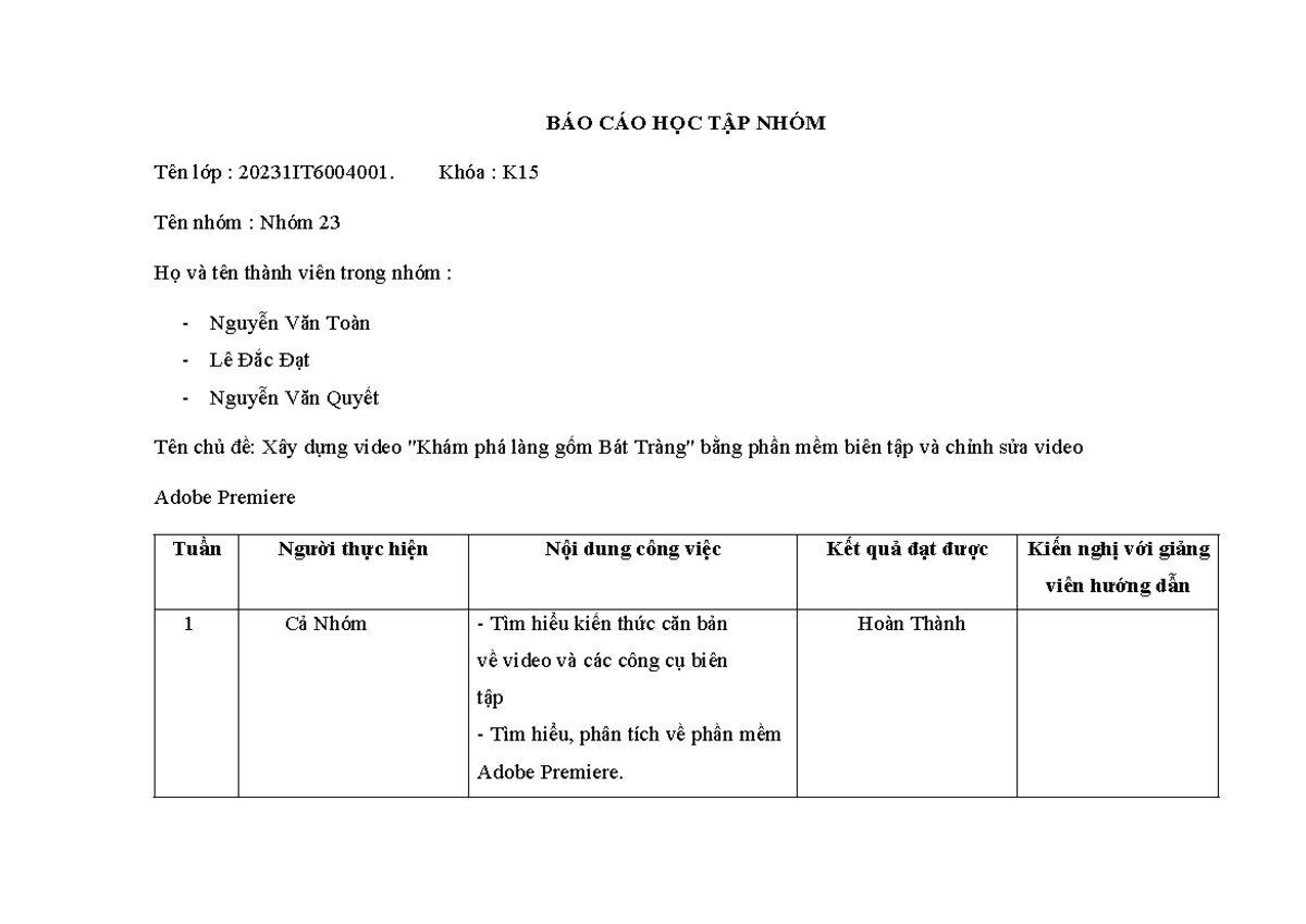 Báo Cáo Học Tập Nhóm - sádfd - BÁO CÁO HỌC TẬP NHÓM Tên lớp ...