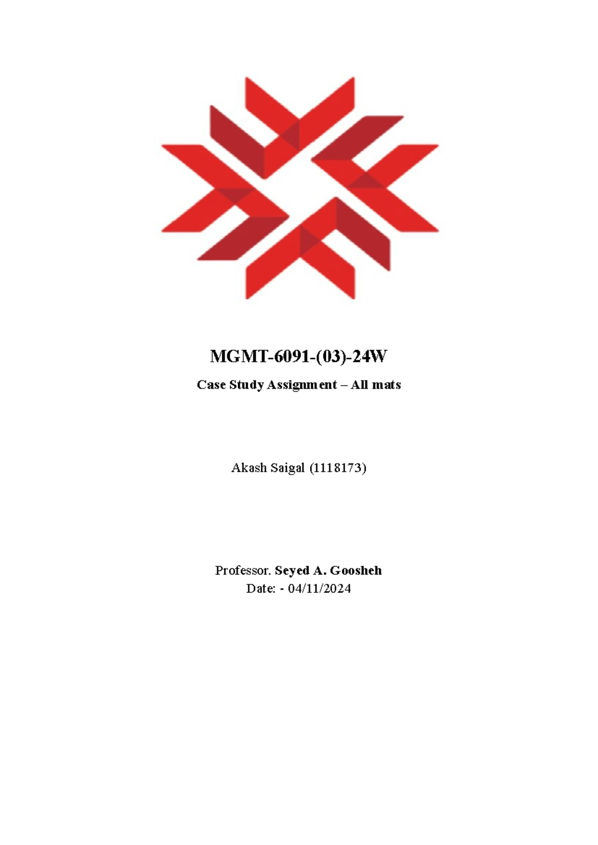 Operation Managment Processes All mats assignment - MGMT-6091-(03)-24W ...