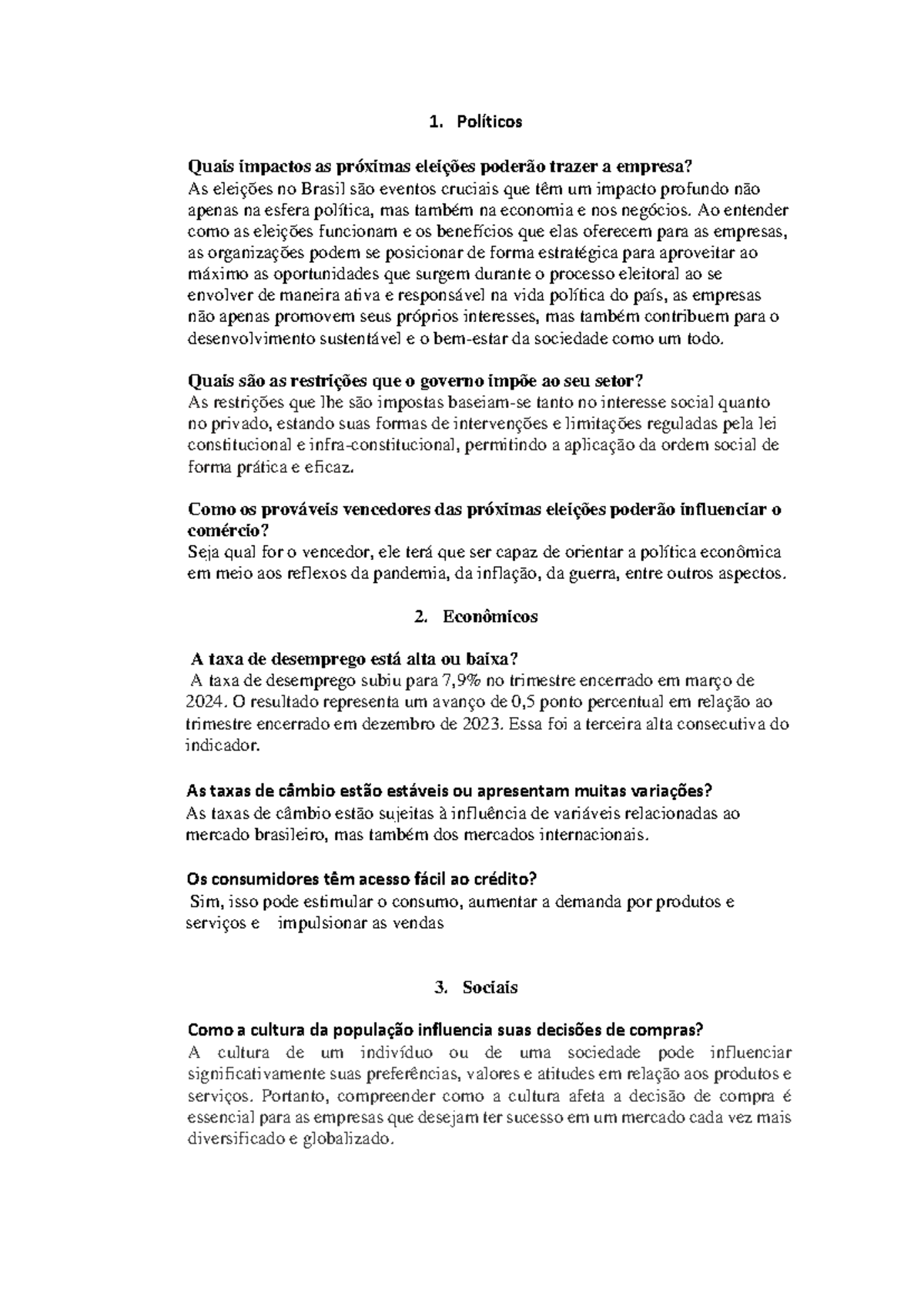 Relatório Pestel - Políticos Quais impactos as próximas eleições ...