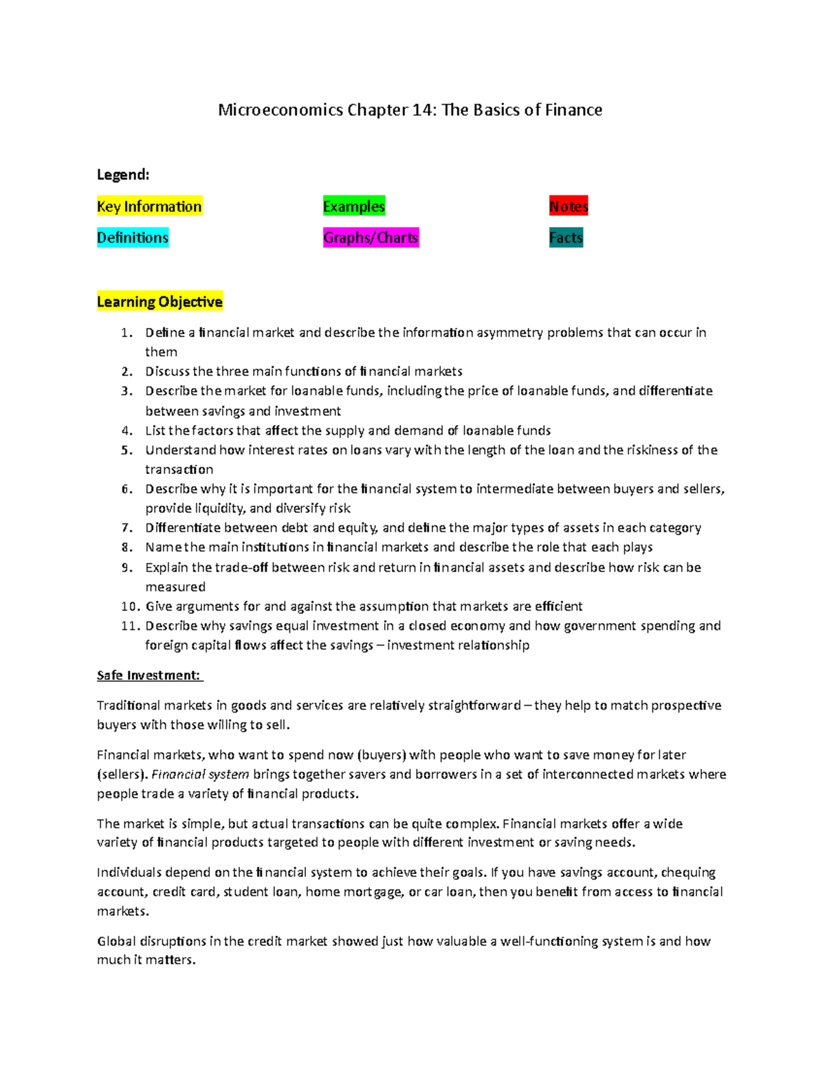Chapter 14 The Basics of Finance - Microeconomics Chapter 14: The ...