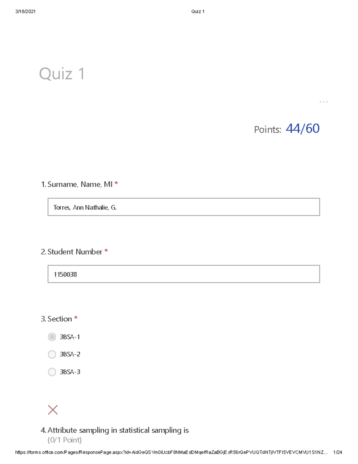 Quiz 1 - ms FORMS - - Studocu