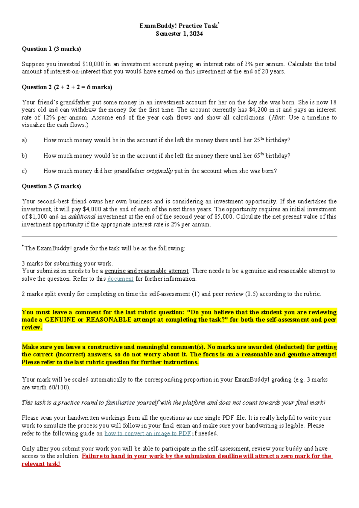 Exam Buddy Practice Task (Sem 1, 2024) Final - ExamBuddy! Practice Task* Semester 1, 2024 ...