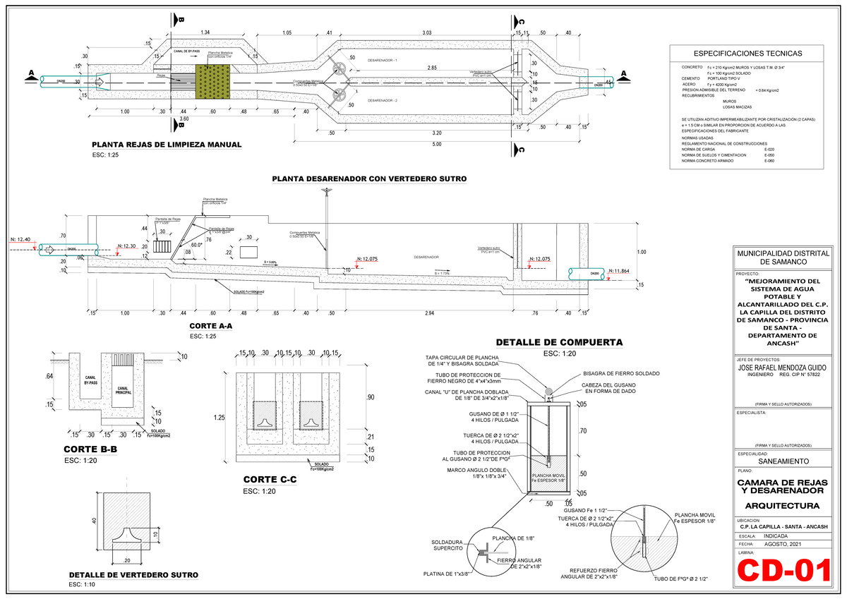 PLANTA DE TRATAMIENTO - DN . . . . CANAL DE BY-PASS .15. 3. 1 .30 .44 ...