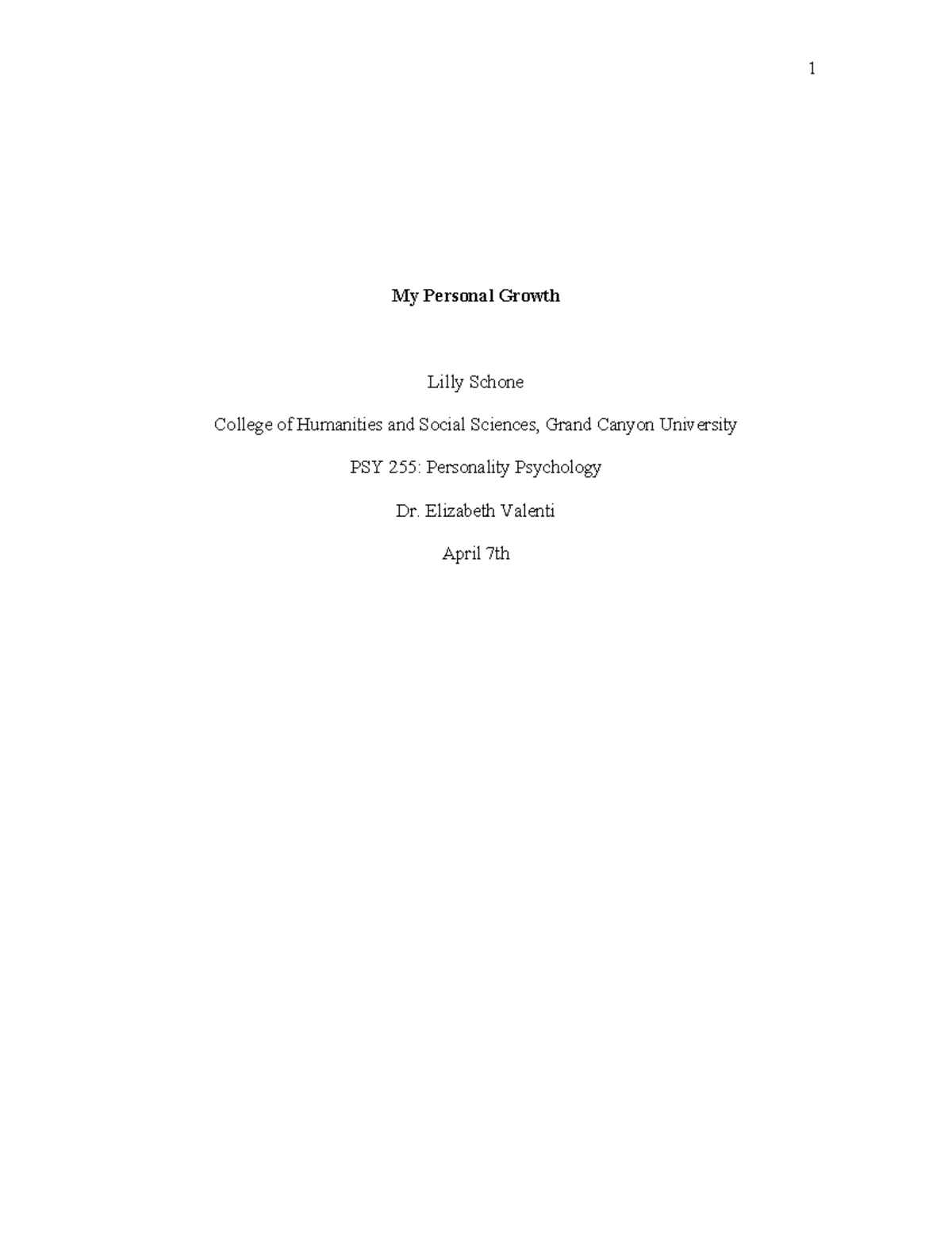 244 psy Personality Research paper - My Personal Growth Lilly Schone ...