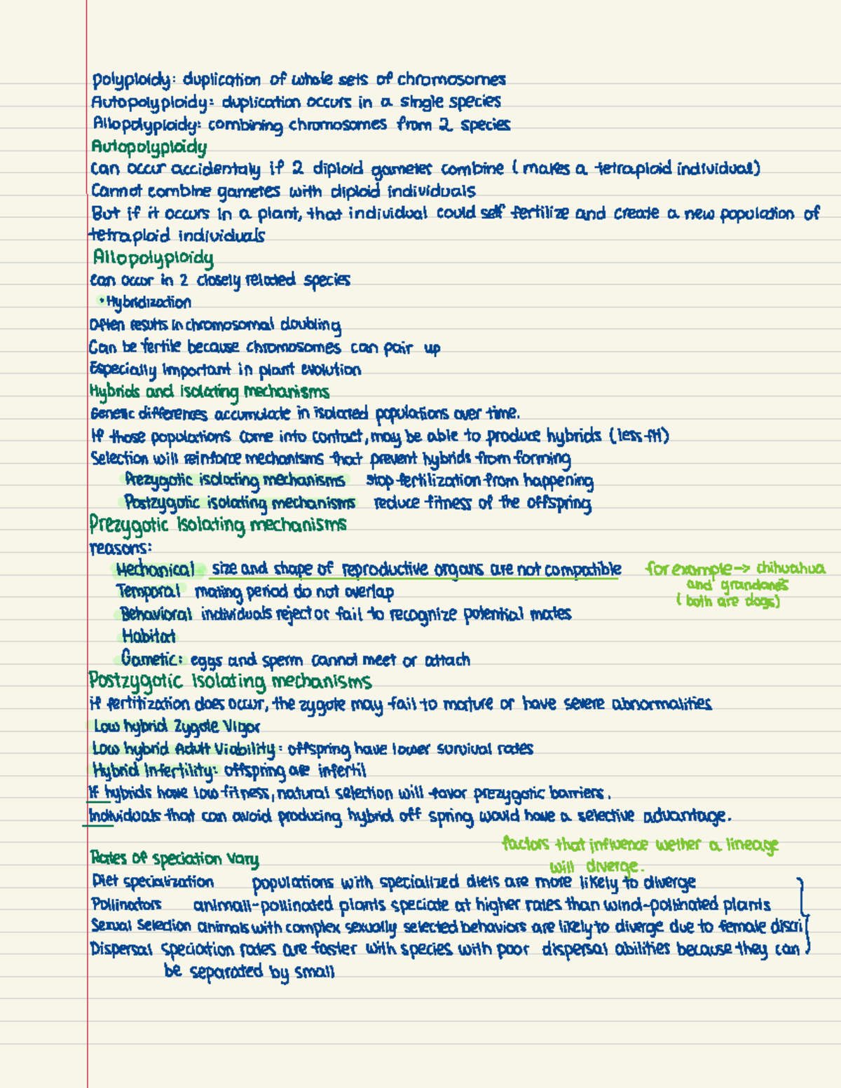 Org Biology chapter 20 - Lecture notes - polyploidy:duplication of ...