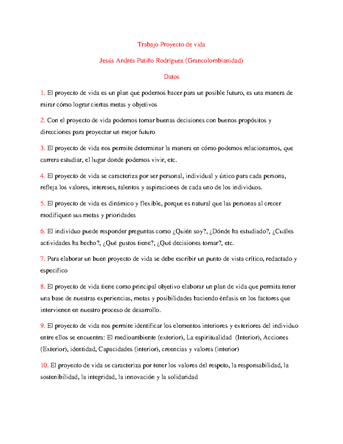 Trabajo Proyecto de vida - Trabajo Proyecto de vida Jesús Andrés Patiño ...