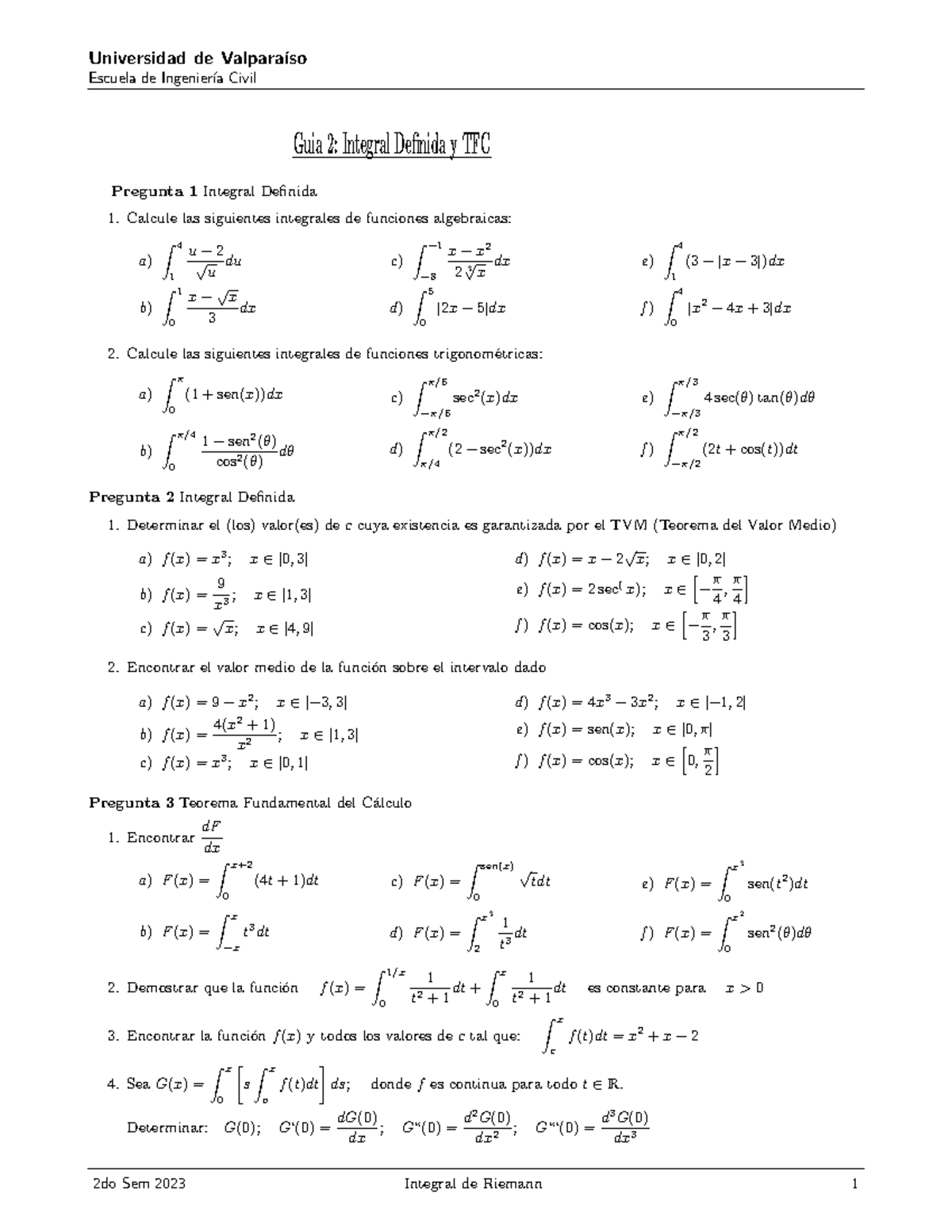 Guia 2 - Universidad de Valpara ́ıso Escuela de Ingenier ́ıa Civil Guia ...