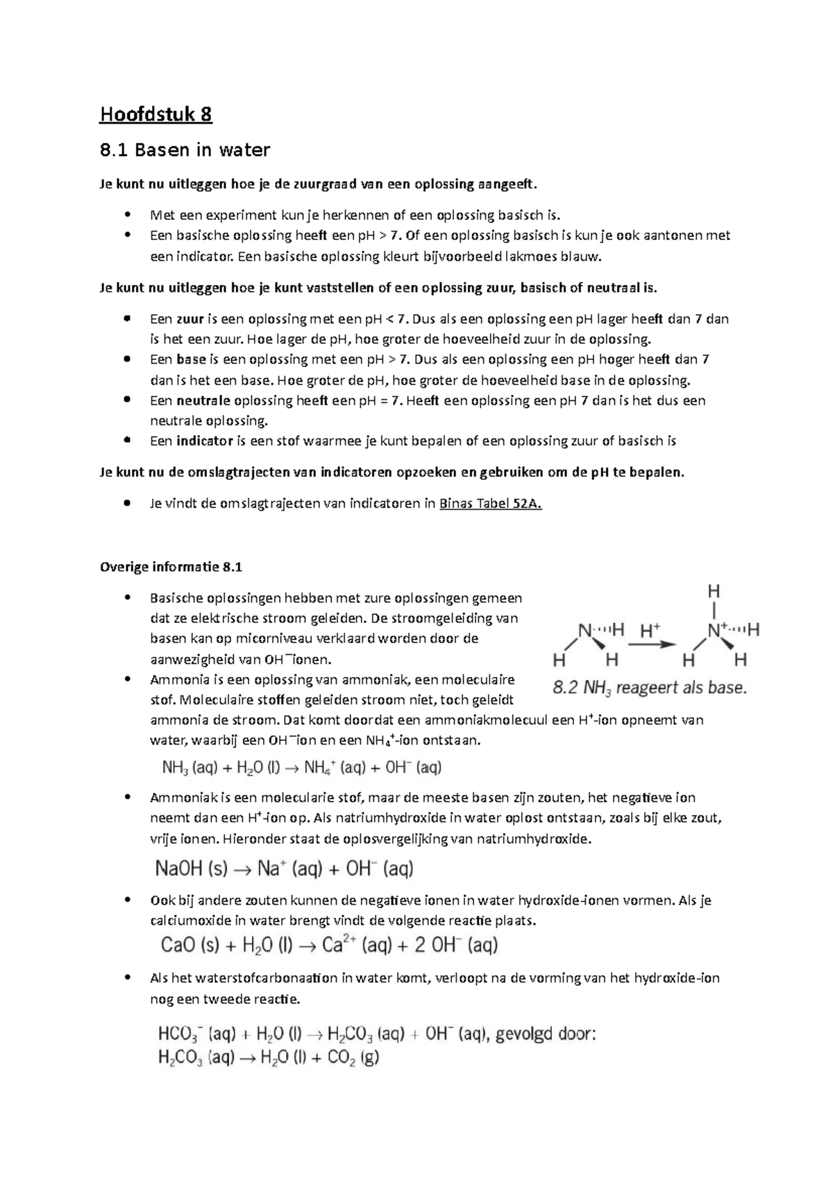 Hoofdstuk 8 Scheikunde - Hoofdstuk 8 8 Basen in water Je kunt nu ...