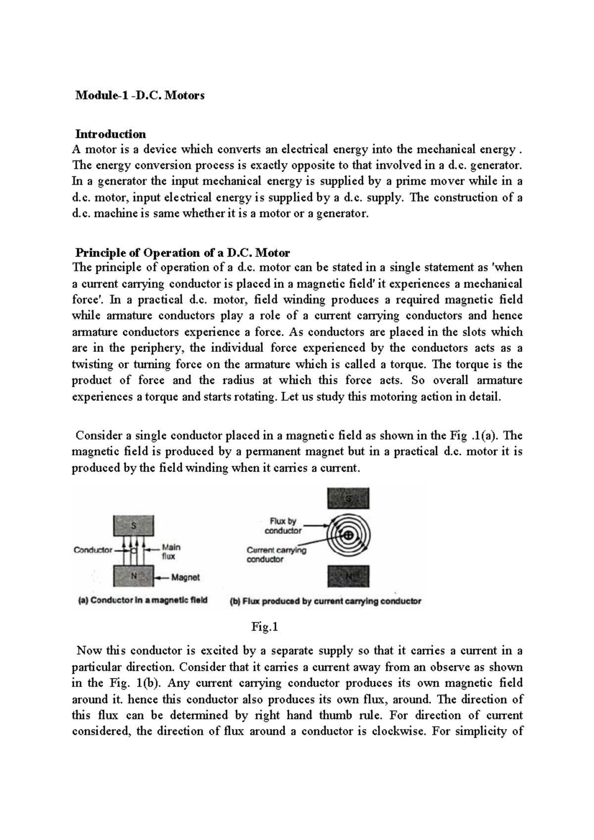 Electric motor - good to study - Module-1 -D. Motors Introduction A ...