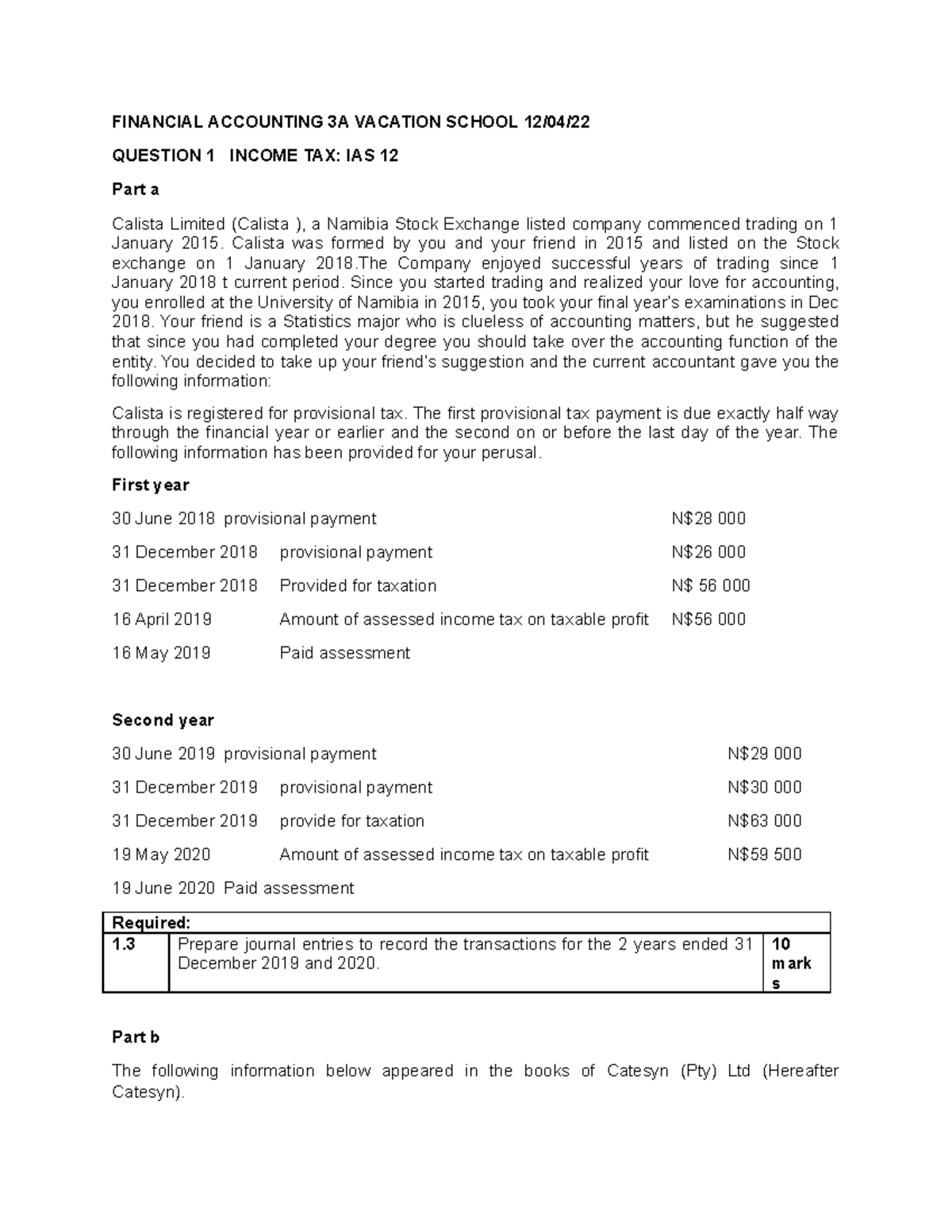 Financial Accounting 3A Vacation School - FINANCIAL ACCOUNTING 3A ...