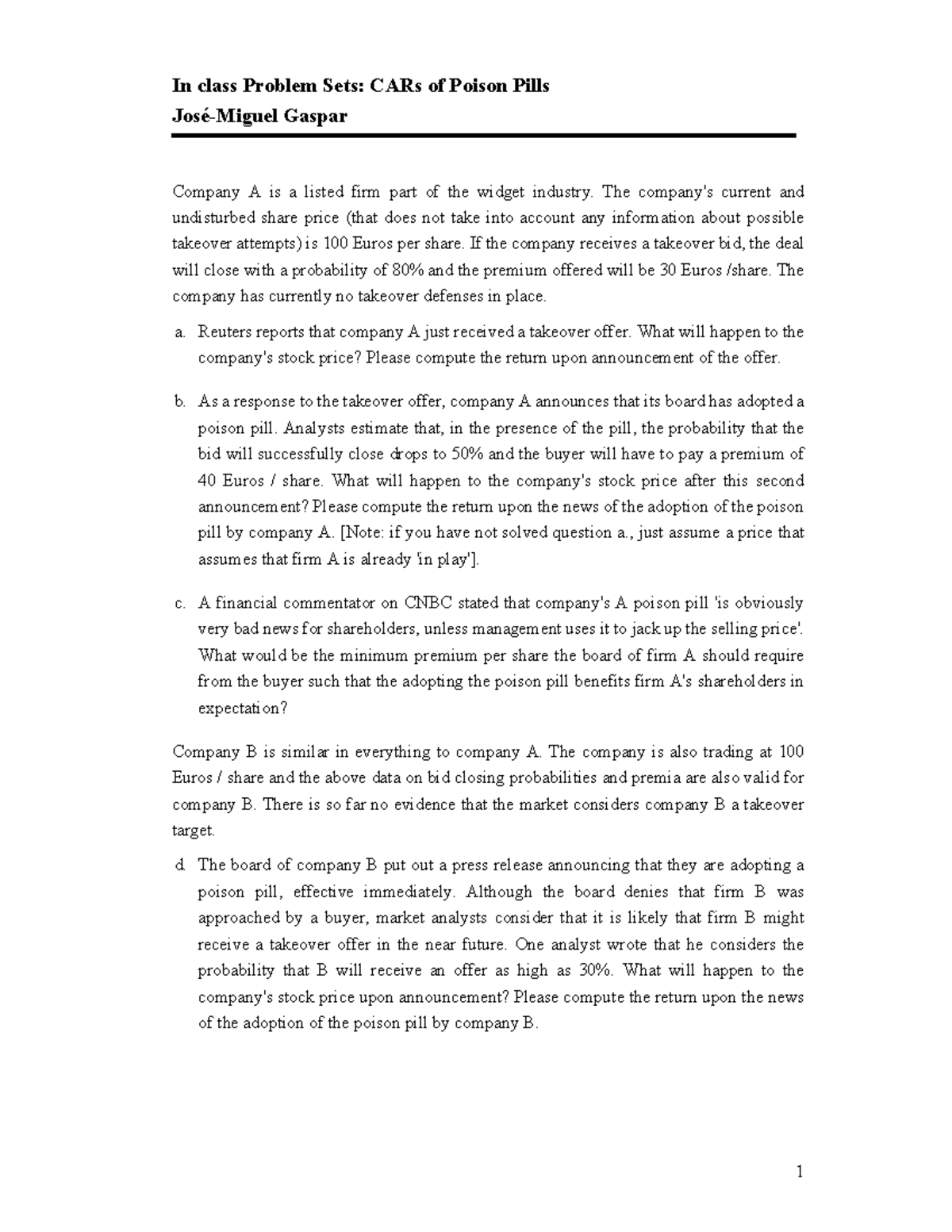 In Class Ex Session 7 CAR Poison Solution - 1 In class Problem Sets ...