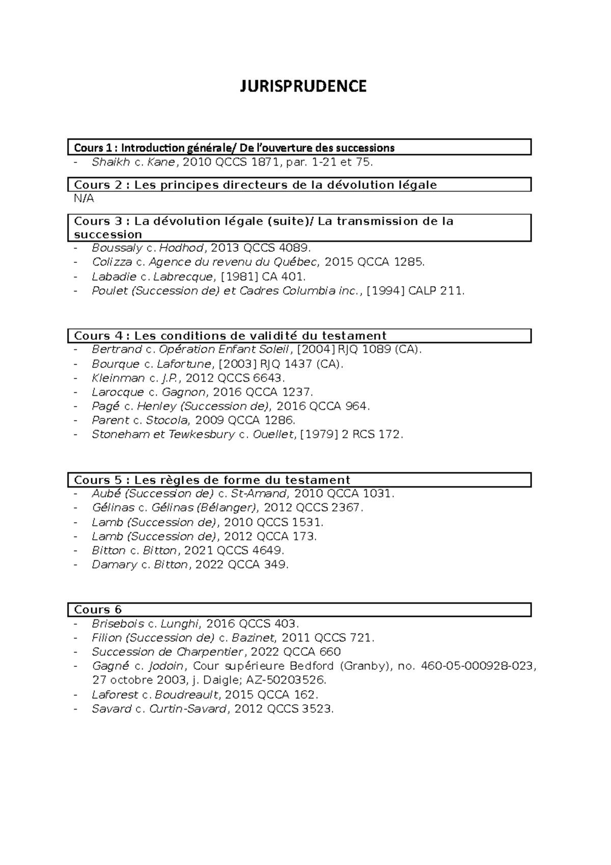 Jurisprudence - note de cours - JURISPRUDENCE Cours 1 : Introduction ...