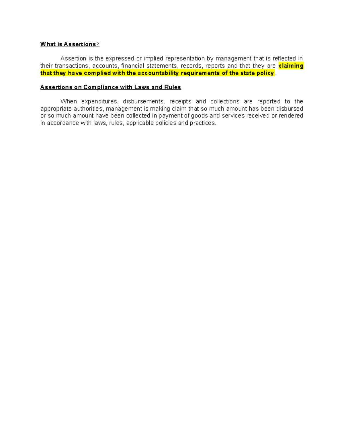 What is Assertions (Gov Acc) - What is Assertions? Assertion is the ...