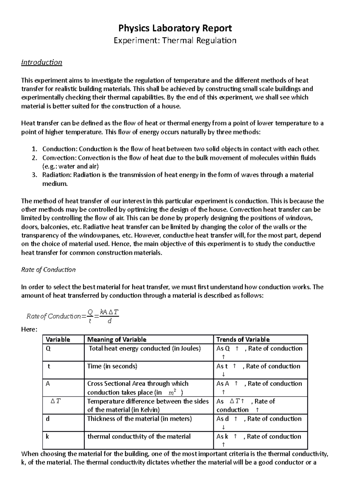 Physics Laboratory Report - Physics Laboratory Report Experiment ...