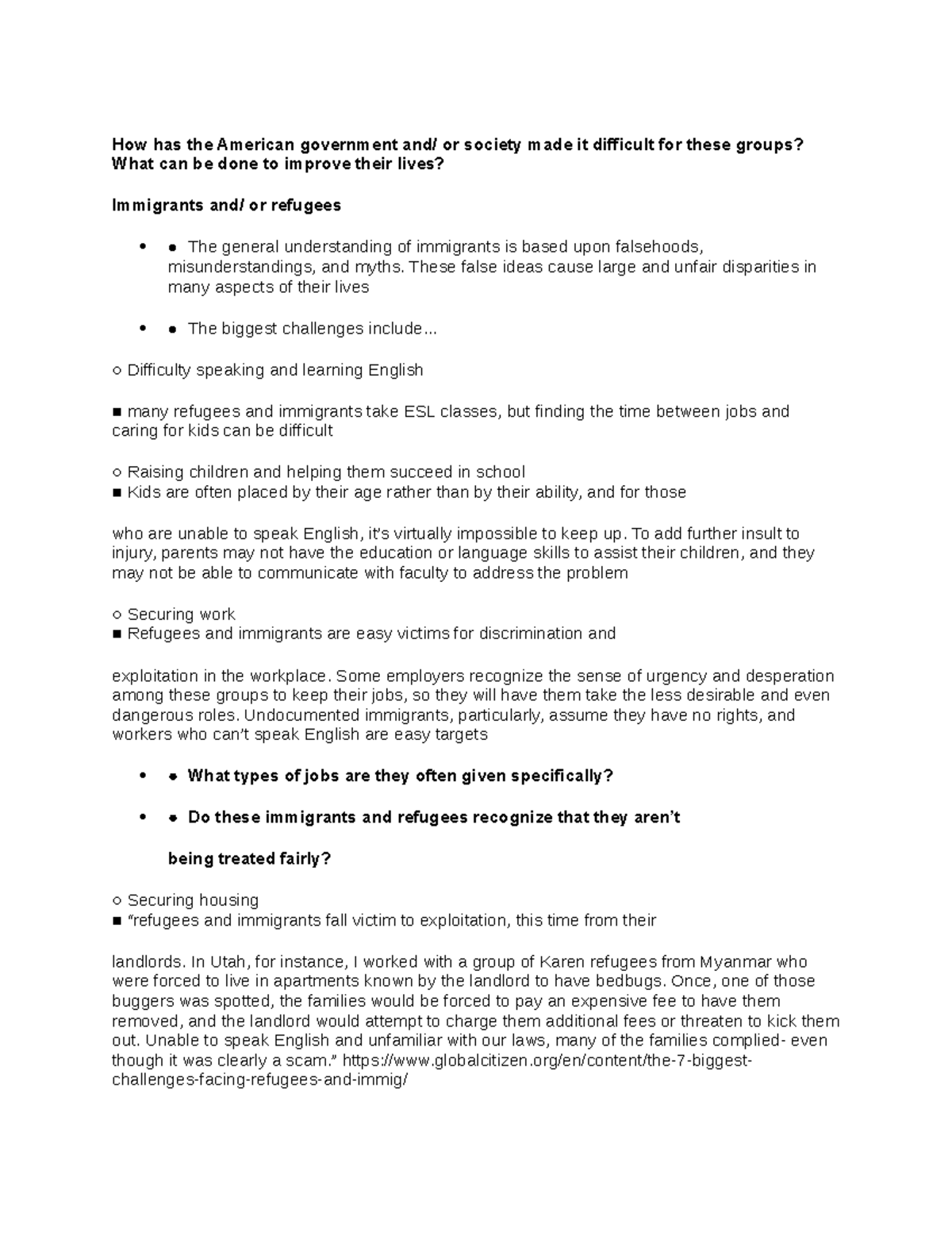 Immigration research - How has the American government and/ or society ...