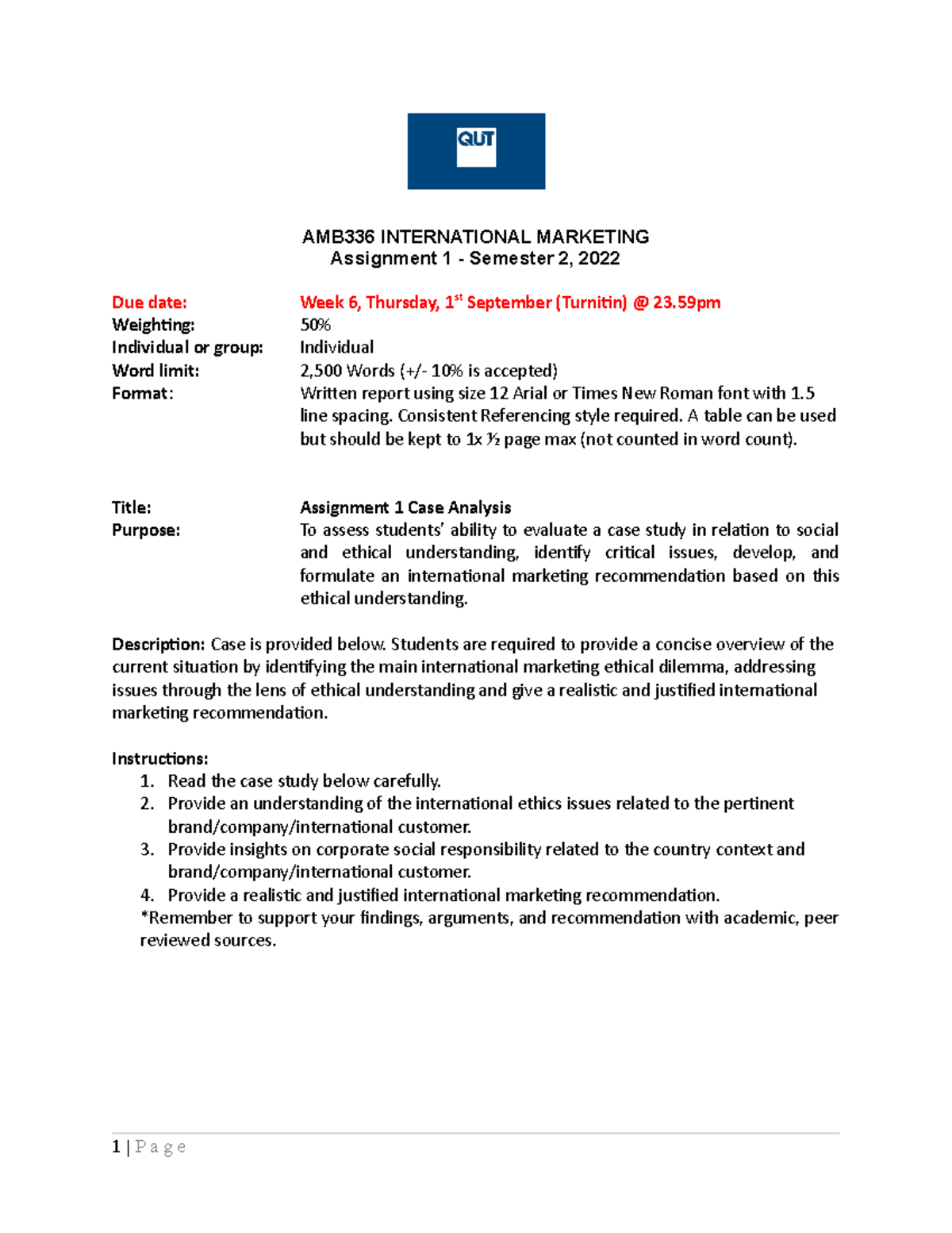 1 AMB336 Assignment 1 Guide 2022 S2(2) - AMB336 INTERNATIONAL MARKETING ...