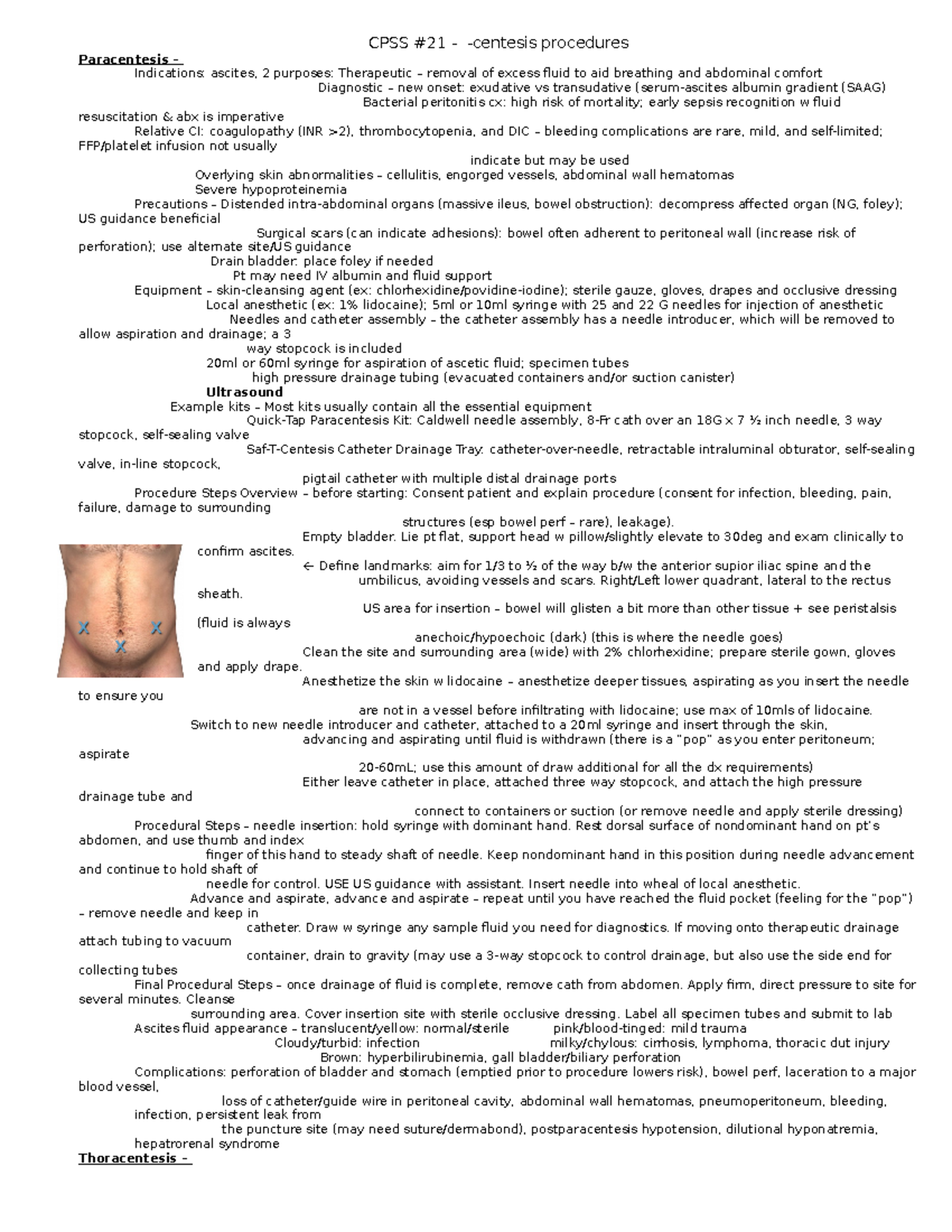 CPSS #21 - centesis - CPSS #21 -centesis procedures Paracentesis ...