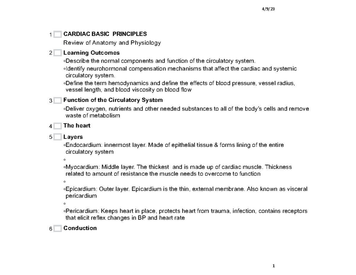 JSBasic Cardiac Concepts 2020 - 4/9/ 1 CARDIAC BASIC PRINCIPLES Review ...