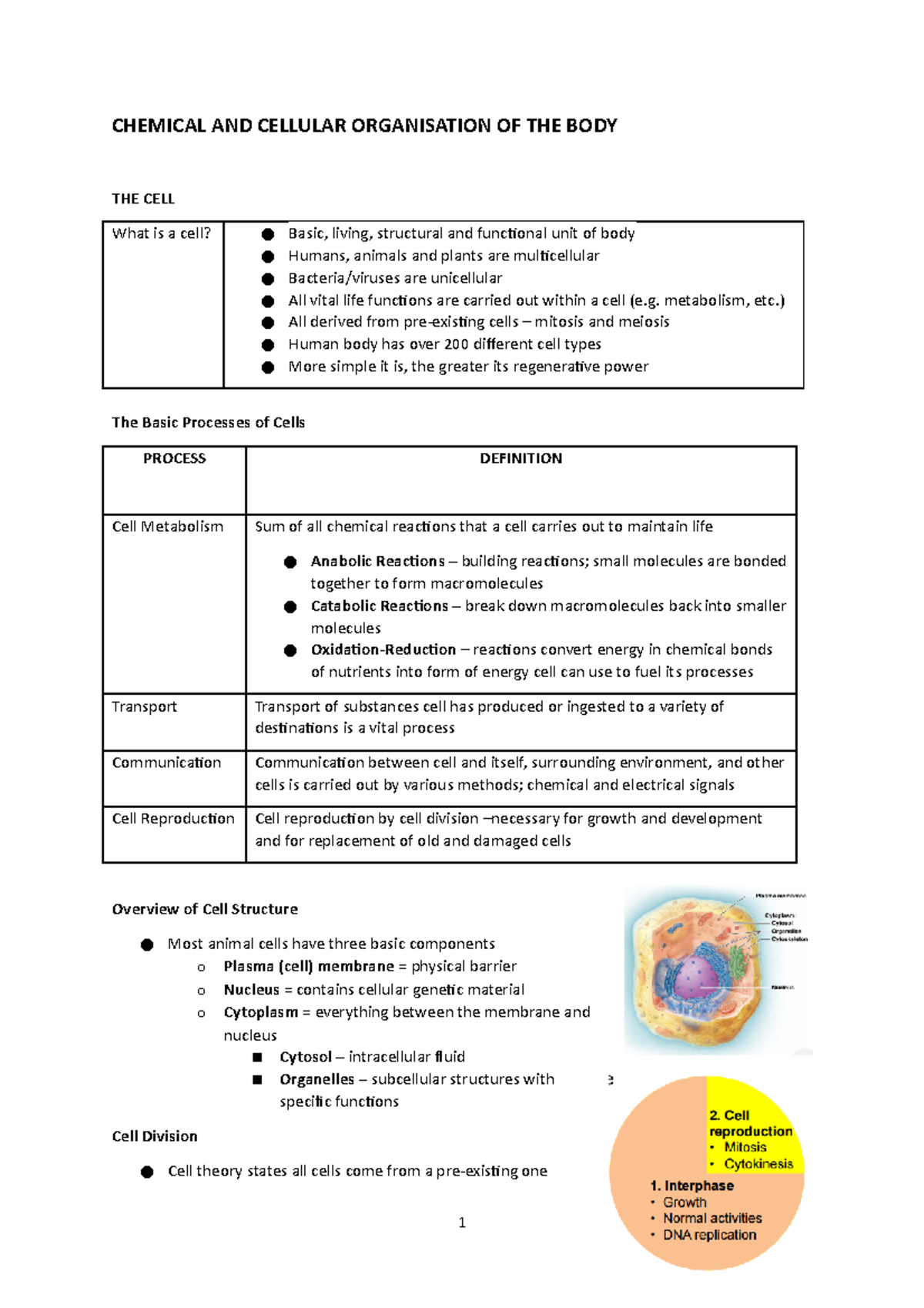 2. Chemical and Cellular Organisation of the Body - CHEMICAL AND ...