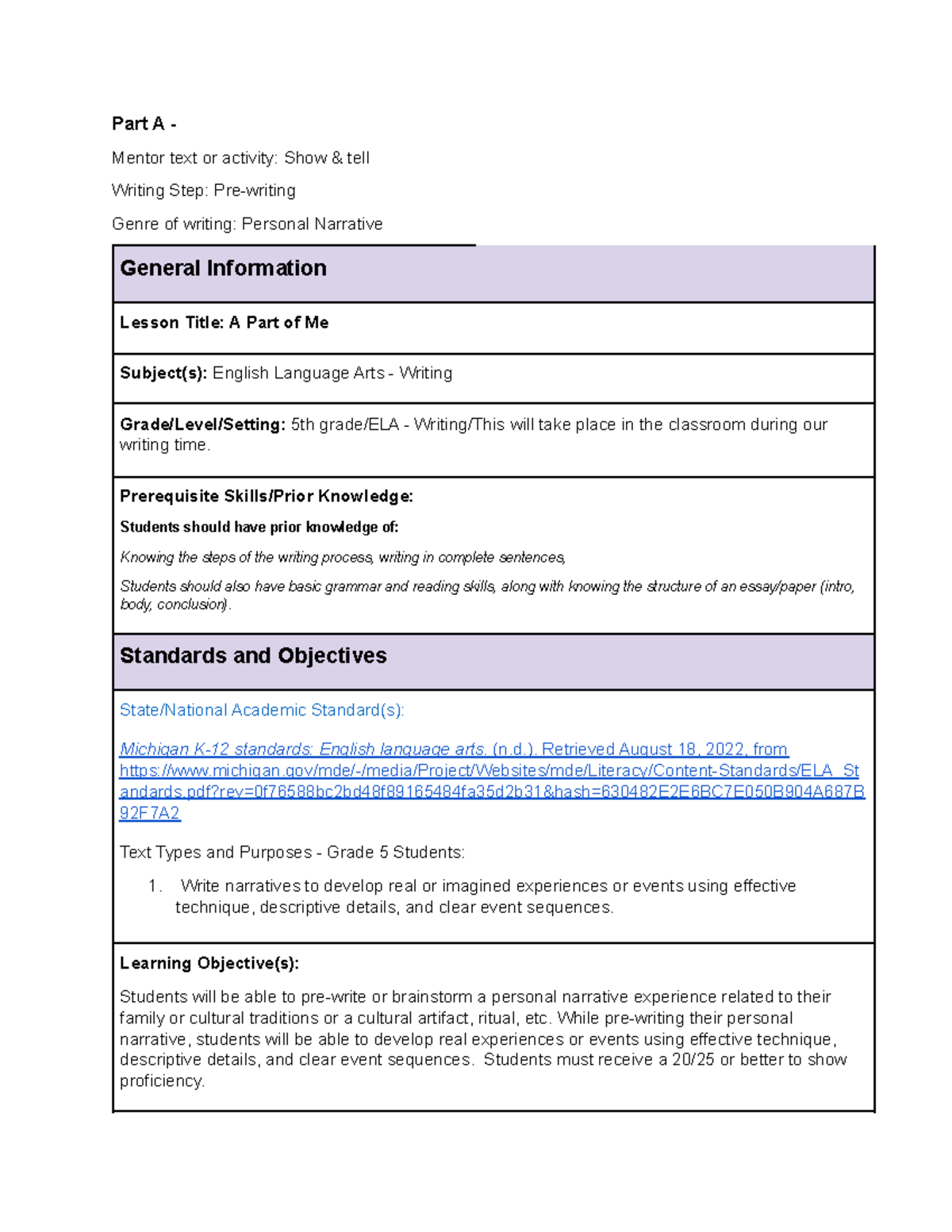 C365 TASK 1 - assignment - Part A - Mentor text or activity: Show ...