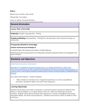 C365 Task 1 Lesson Plan - General Information Lesson Title: Personal ...