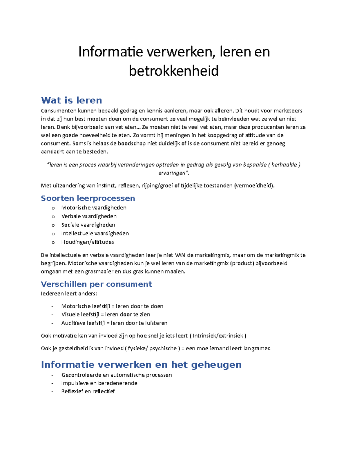 Informatie verwerken, betrokkenheid en leren - Informatie verwerken ...