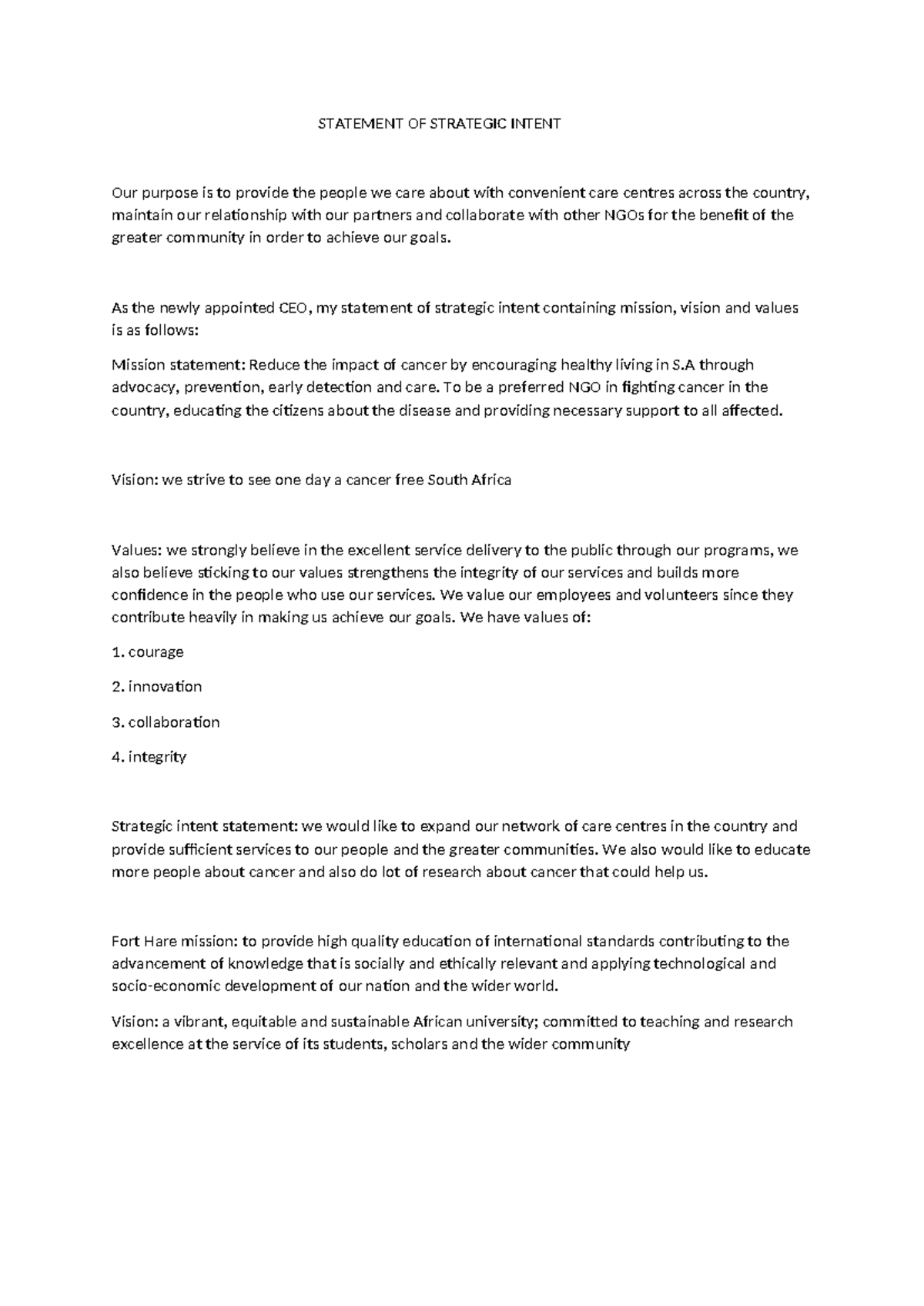 Statement OF Strategic Intent.docx Simamkele - STATEMENT OF STRATEGIC ...