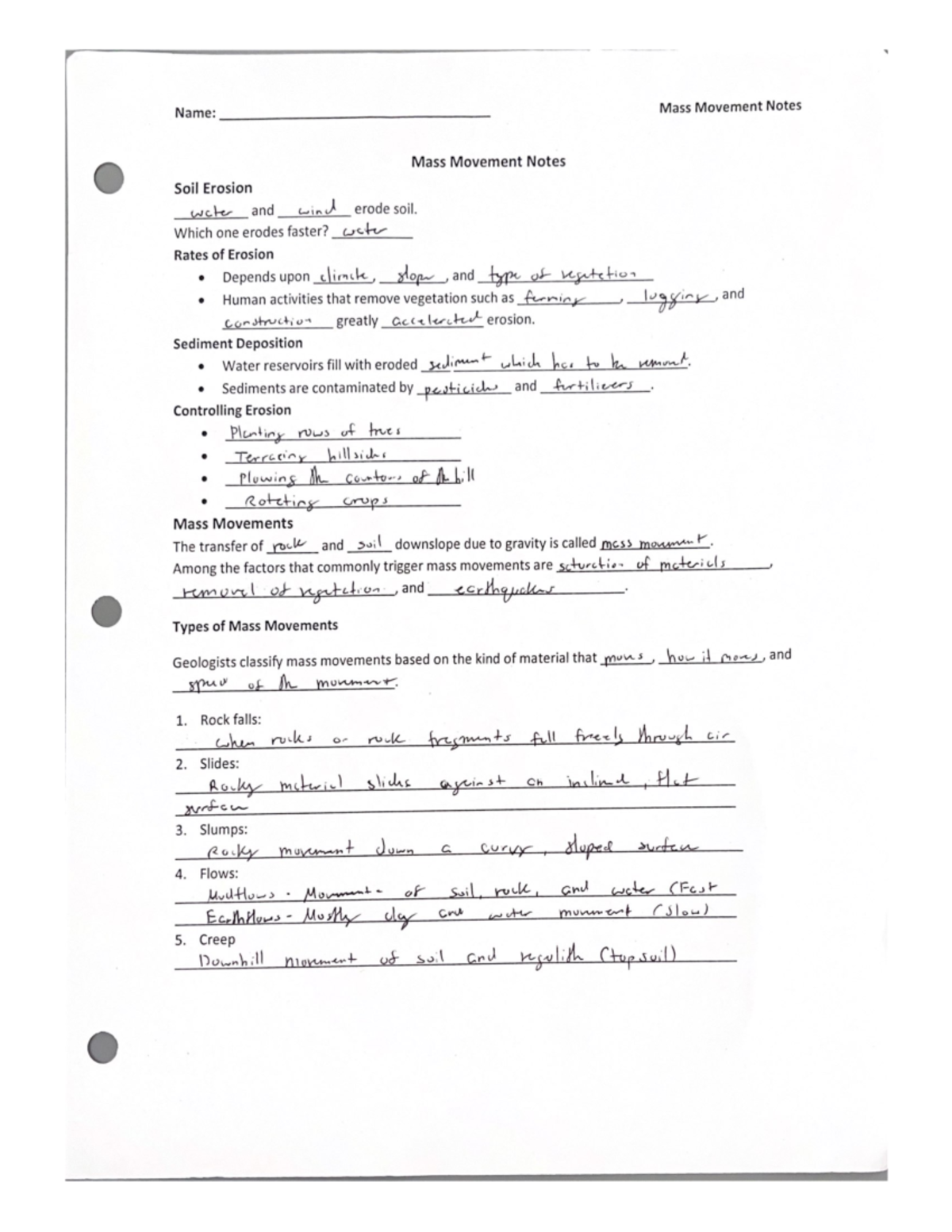 Mass Movement Notes - Studocu