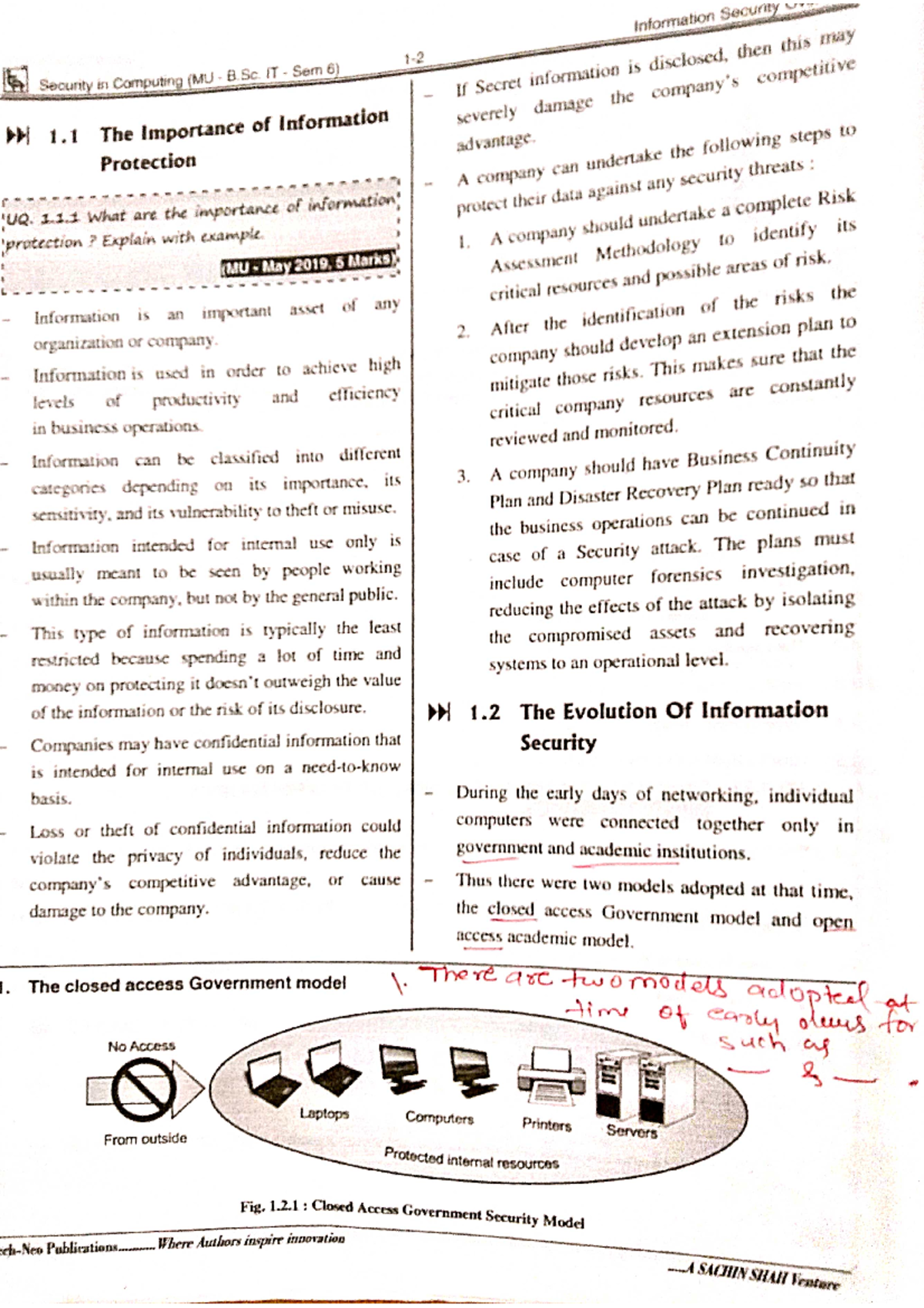 There are tech math notes about BSC-IT sem 6 Security in computing ...