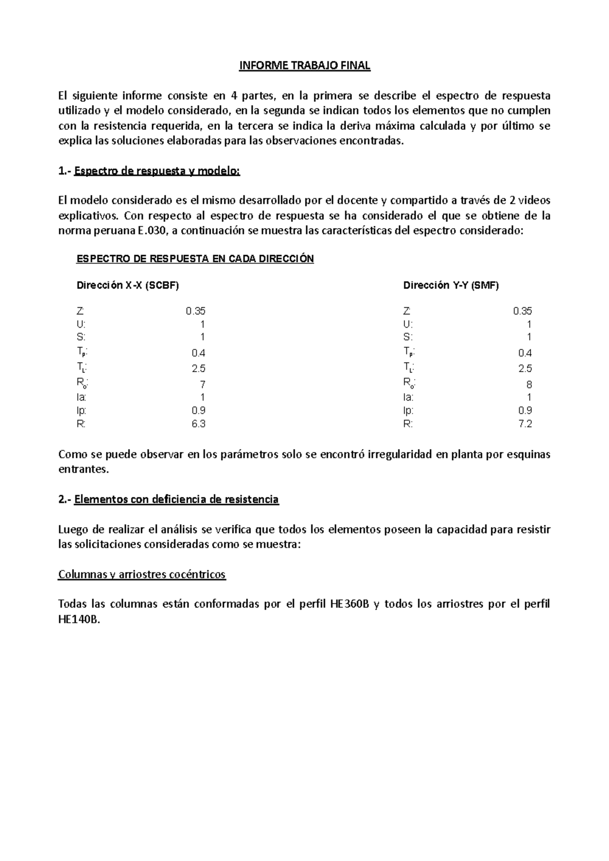 Informe Final - Estabilidad - INFORME TRABAJO FINAL El siguiente ...