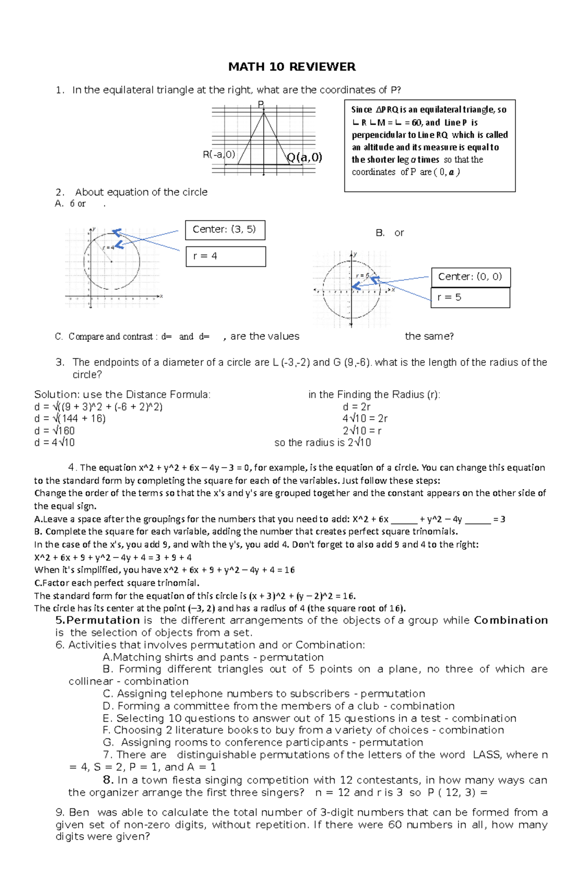 Math-10-Reviewer - Snhsuwbs - MATH 10 REVIEWER In the equilateral ...
