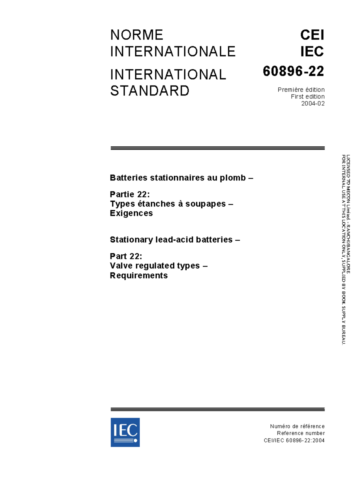 IEC 60896-22-2004 - ajdanmsfjasf - NORME INTERNATIONALE CEI IEC ...