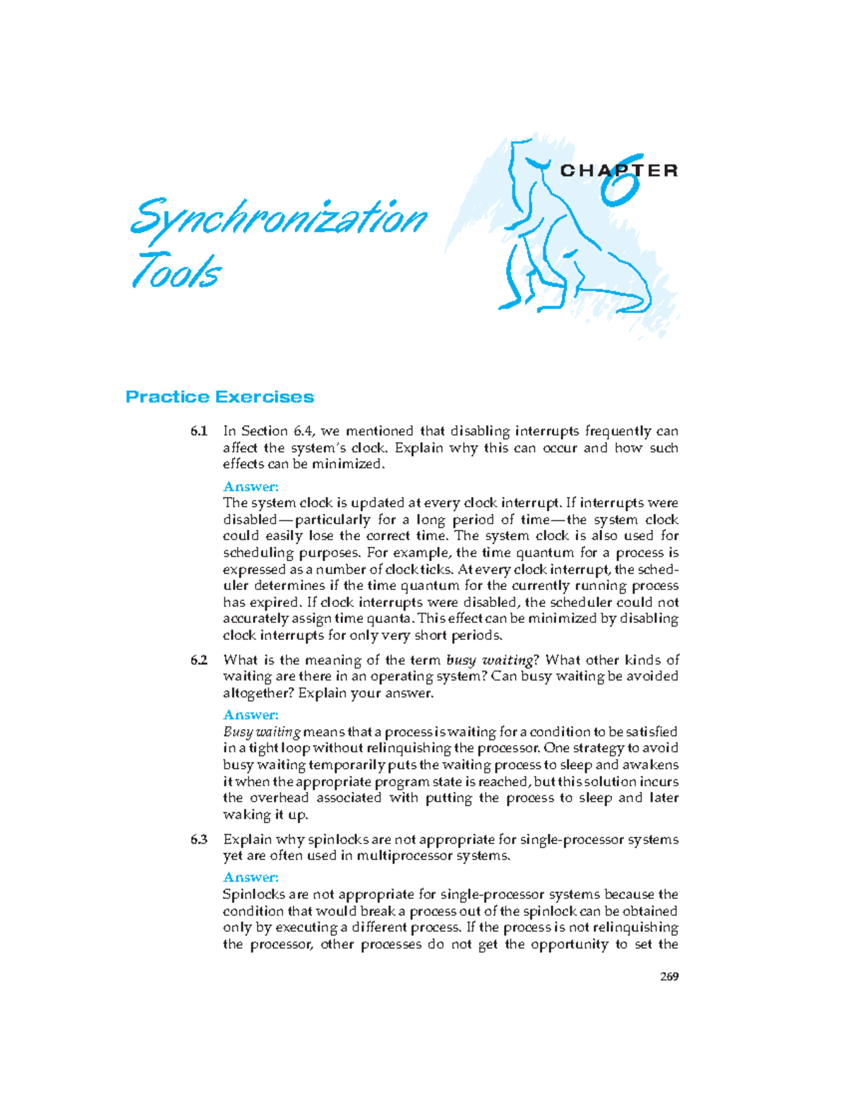 Chapter 6 Question And Answers 6 C H A P T E R Synchronization Tools Practice Exercises 6 In