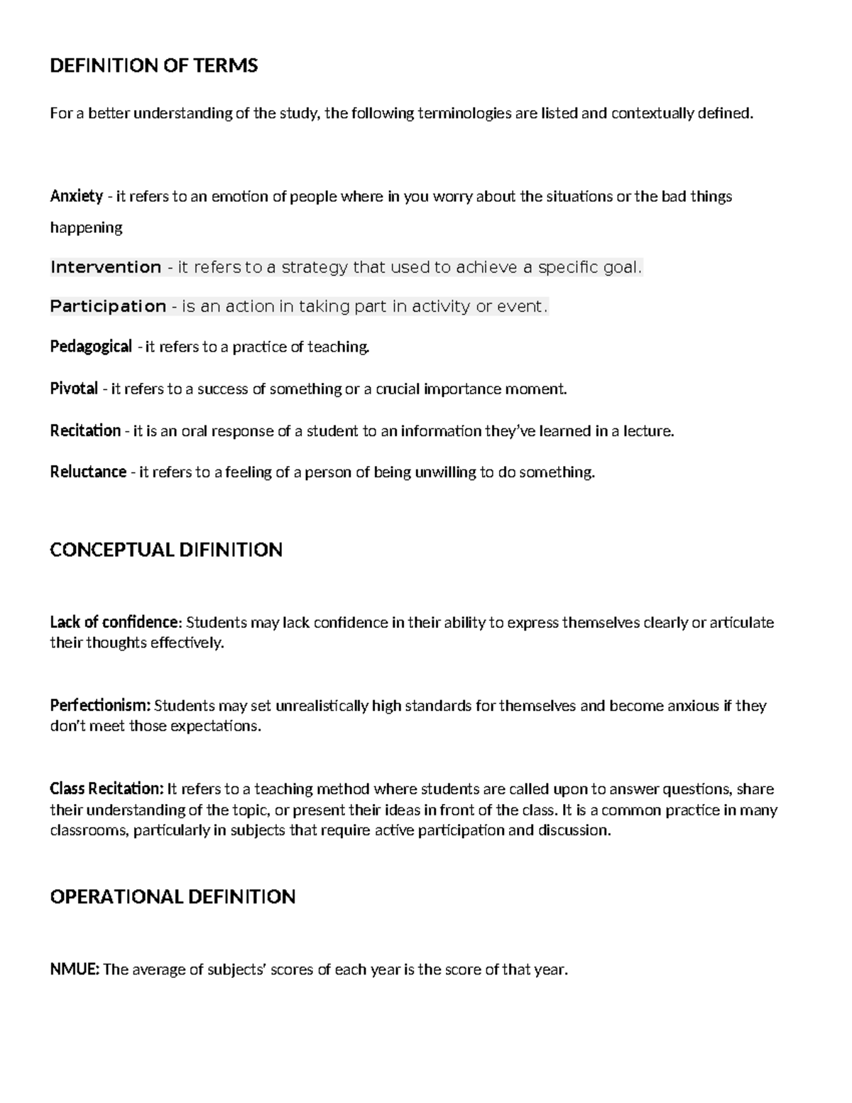 Definition OF Terms. Group 4 - DEFINITION OF TERMS For a better ...