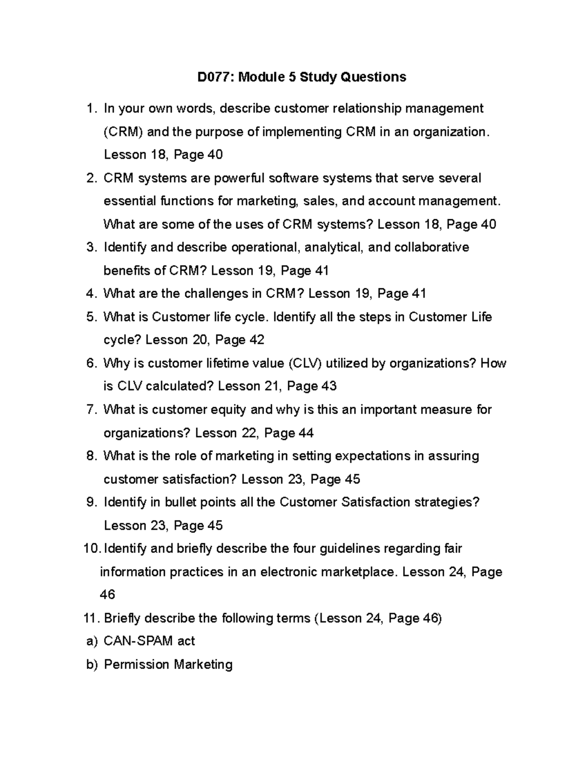 D077 Module 5 Study questions - D077: Module 5 Study Questions In your ...