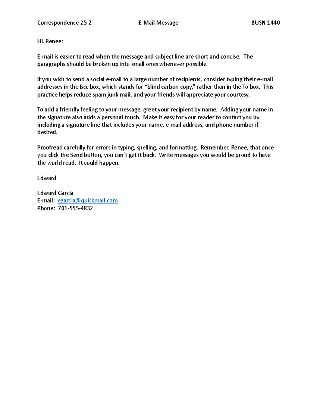 GDP Unit5 25 01 Cor - Unit 5 - Lesson 25, Assignment 1 - Correspondence ...