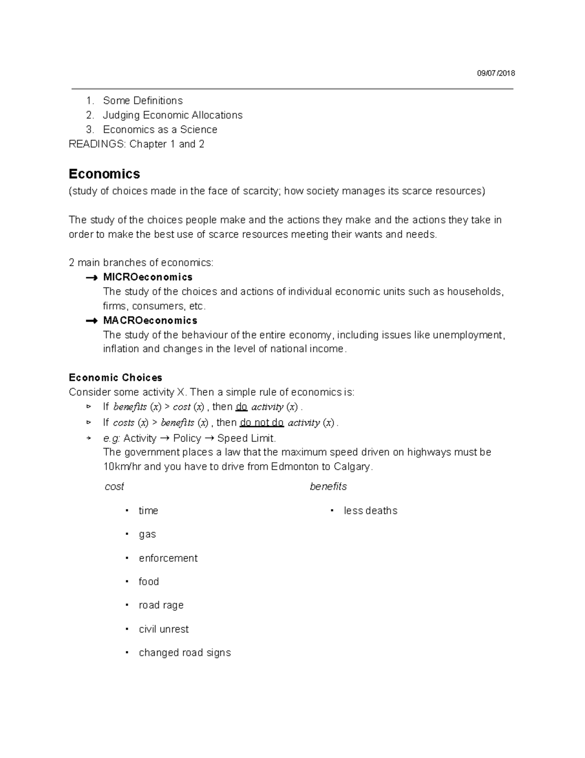 ECON101 1 2 - Lecture notes 1-9 - 09/07/ Some Definitions Judging ...