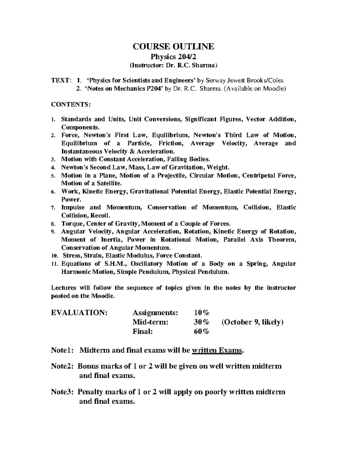 Microsoft Word - outline 204-wint F 19 - COURSE OUTLINE Physics 204 ...