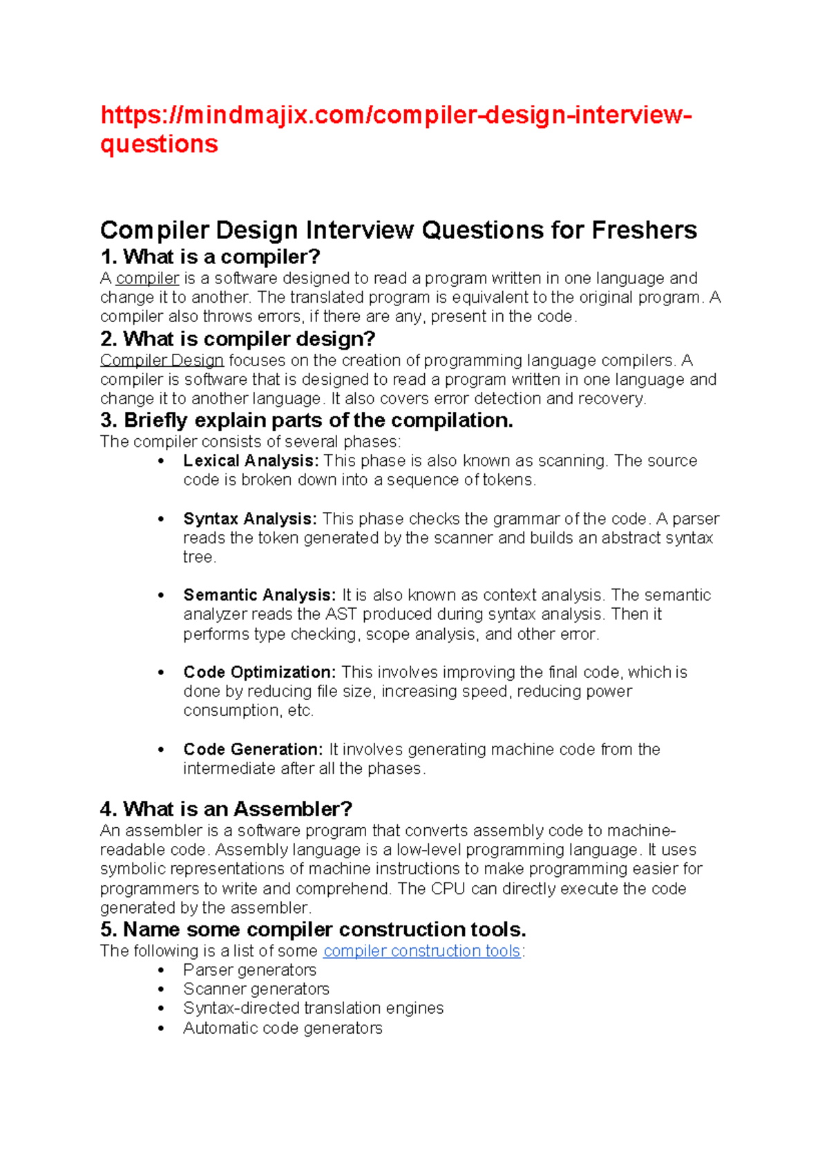 Compiler Design Material - mindmajix/compiler-design-interview ...