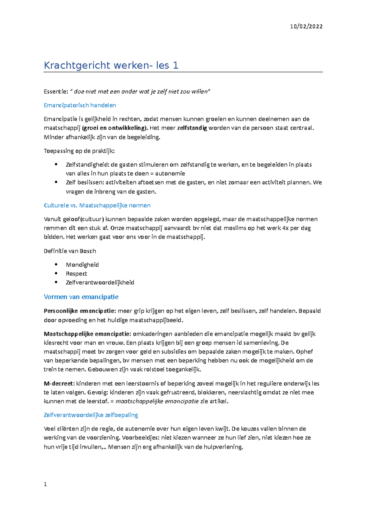 Krachtgericht werken les 1 - Het meer zelfstandig worden van de persoon ...