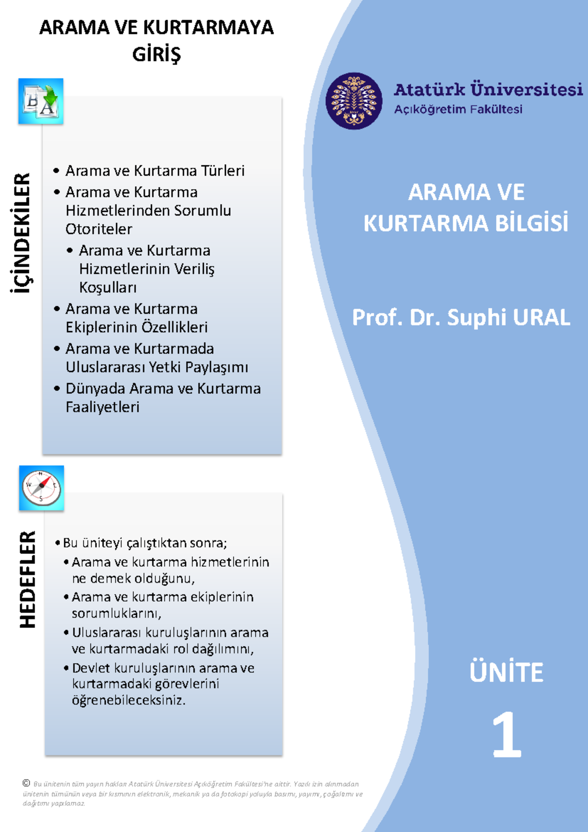 ÜNİTE1 - fghjk - ARAMA VE KURTARMAYA GİRİŞ ARAMA VE KURTARMA BİLGİSİ ...