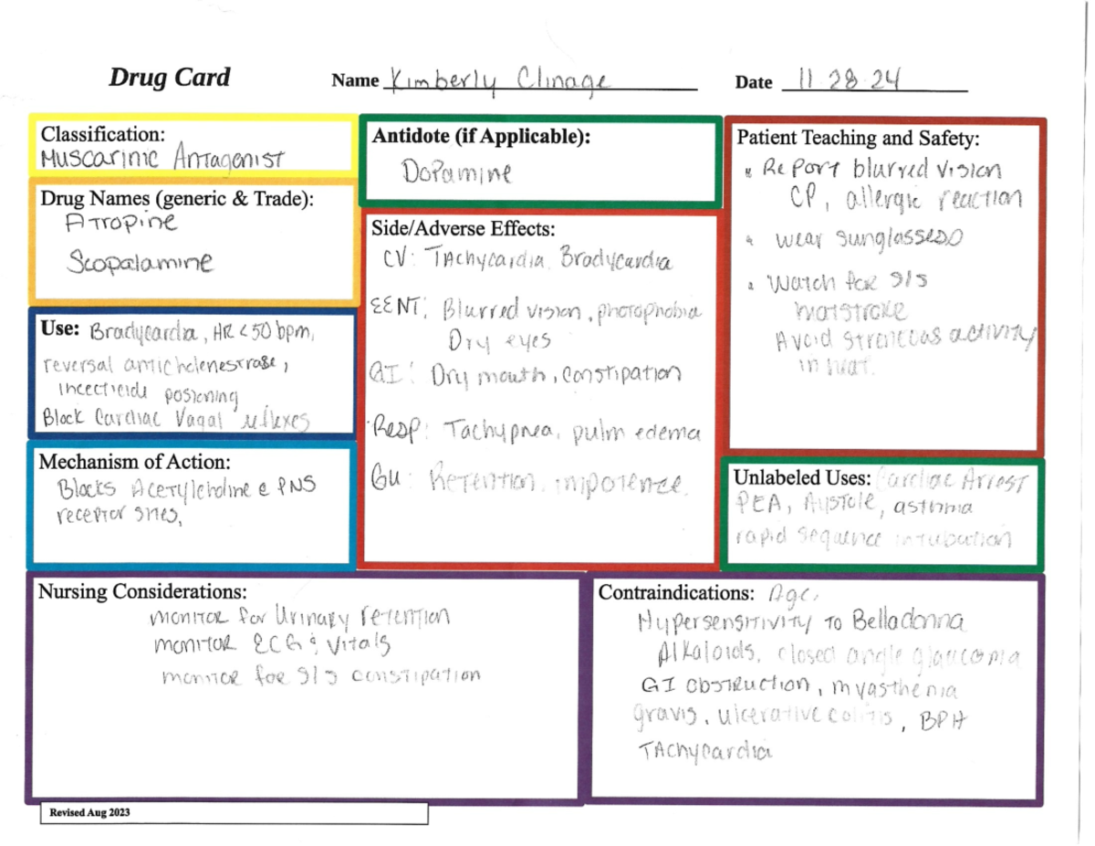 Week 13 drug cards - Drug Card Name Kimberly Clinage Date 11.28 ...