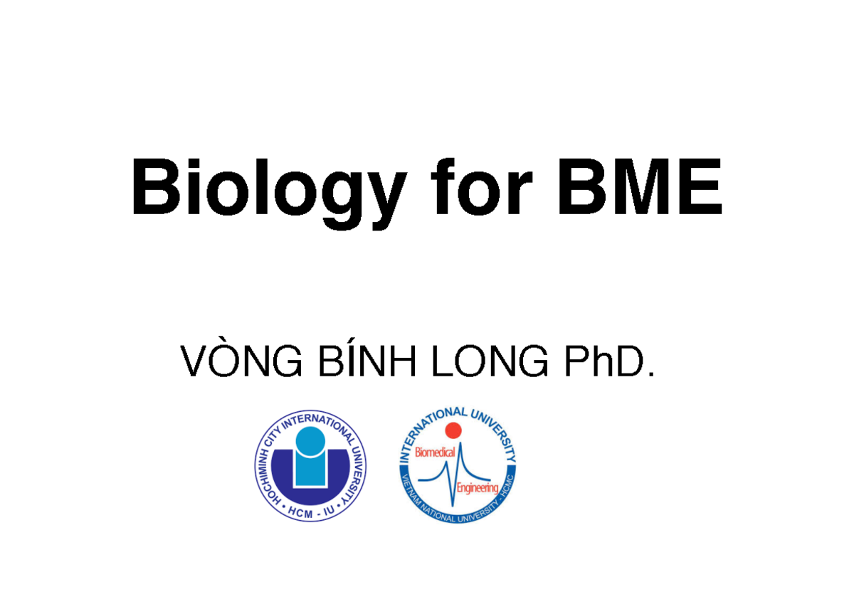 Biology for BME - Chapter 2 (Amino acid - Protein) - Biology for BME VÒNG BÍNH LONG PhD ...