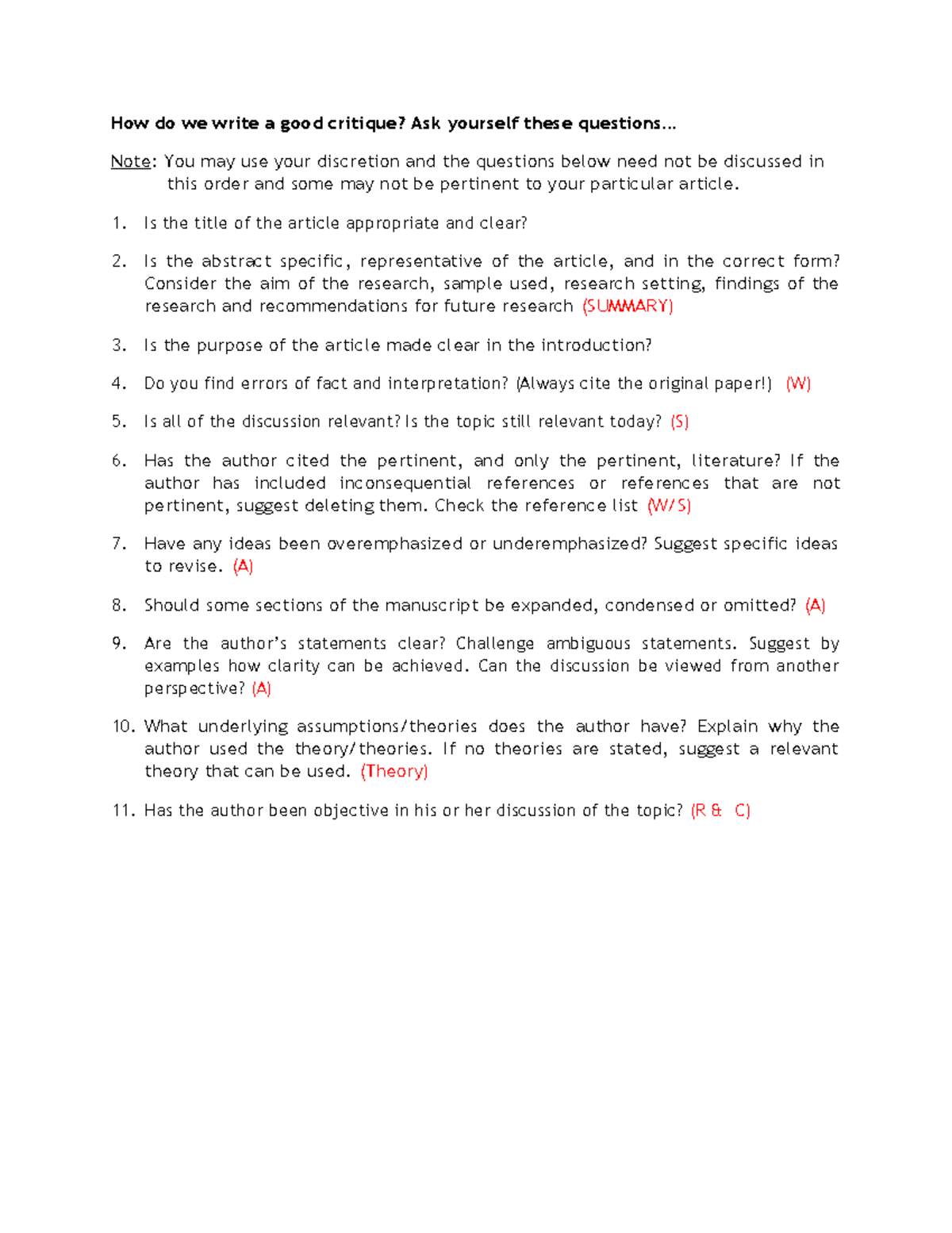 Tutorial 2 - How do we write a good critique-converted - How do we ...