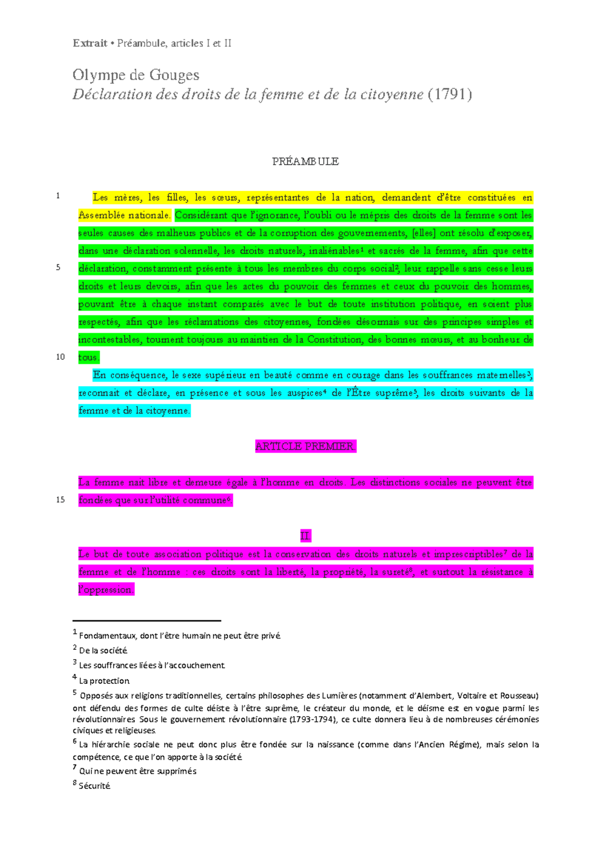 LL1 EAF1 Od G Prof - lecture lineaire odg preambule - Olympe de Gouges ...