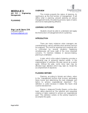 Module 6 - Communicating - MODULE 6 (ES 313 – Engineering Management ...