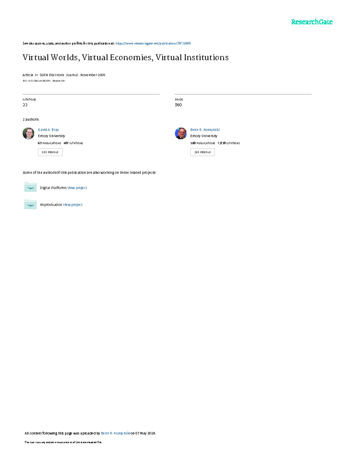 Virtual Worlds Virtual Economies Virtual Instituti - See discussions ...