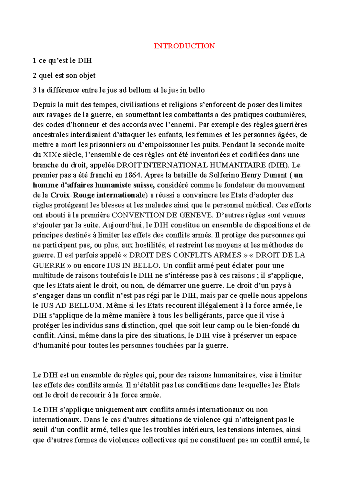 Lezioni 1,2,3,4,5,6,7,8 DIH - Copia - INTRODUCTION 1 ce qu’est le DIH 2 ...