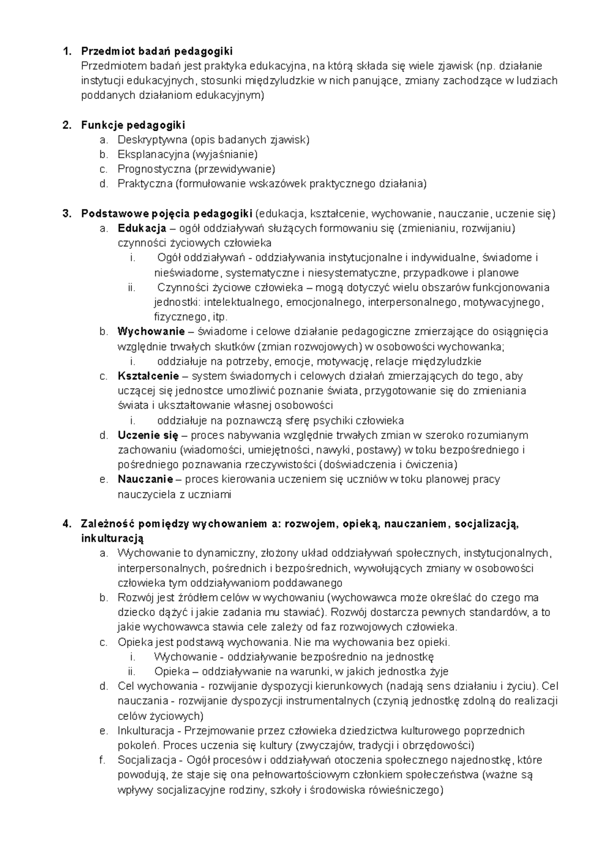 Opracowanie - pedagogika egzamin - Przedmiot badań pedagogiki Przedmiotem badań jest praktyka ...