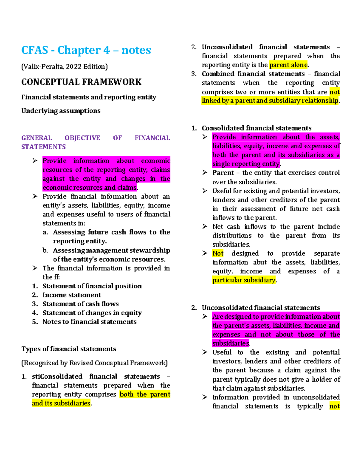 Conceptual Framework and Accounting Standards-Chapter 4-Notes-Reviewer ...